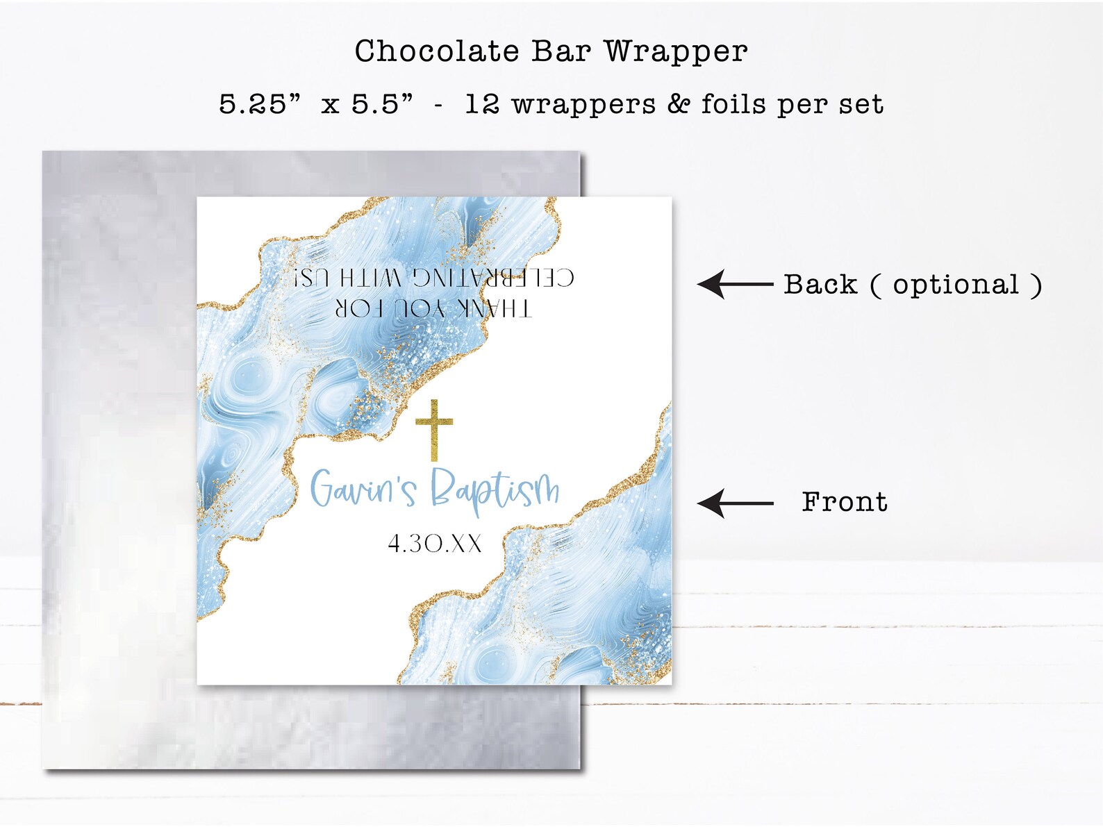 Modern Christening Boy Baptism Watercolor Agate Geode Cross Hershey ...