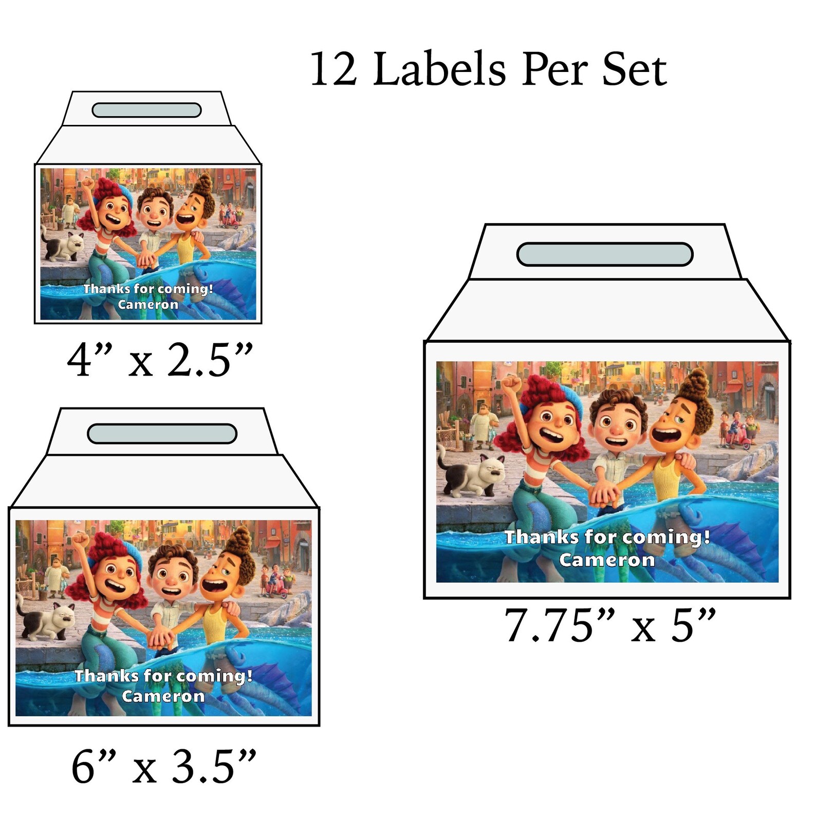 Luca PRINTED GLOSSY LABELS for Party Favor Bags Gable | Etsy