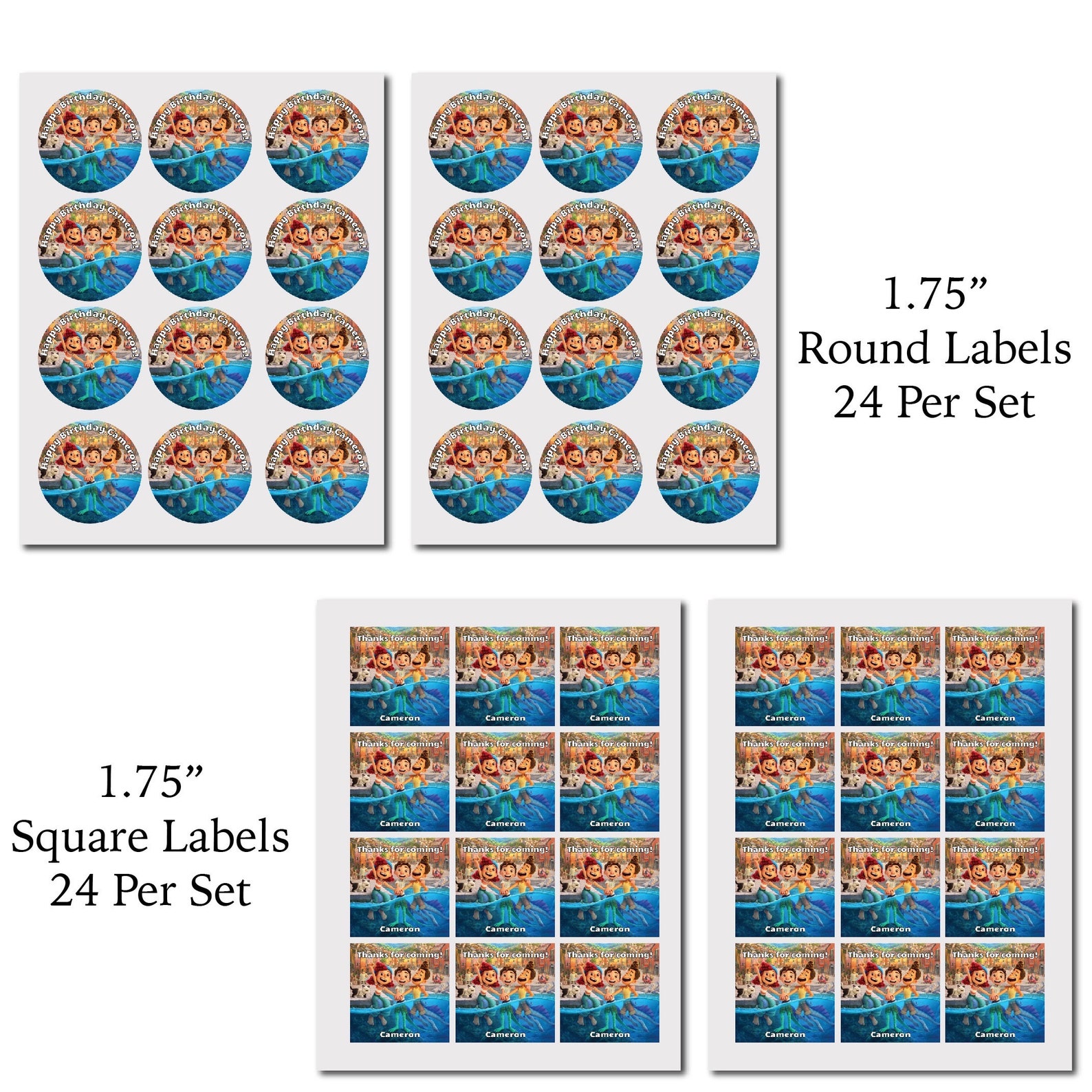 Luca PRINTED GLOSSY LABELS for Party Favor Bags Gable | Etsy