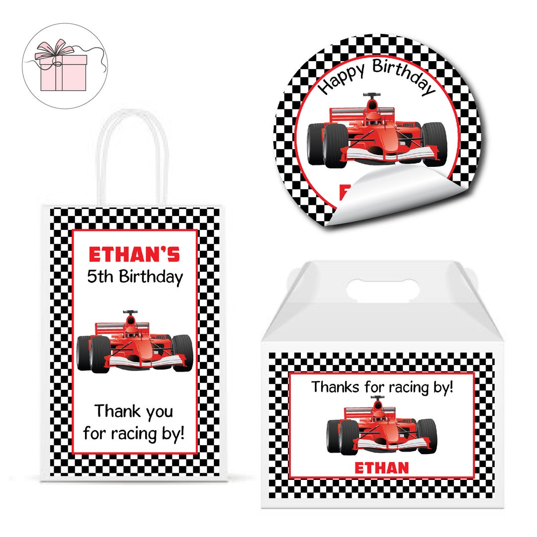 Red Race Car Checkered Flag Two Fast Racing PRINTED GLOSSY - Etsy