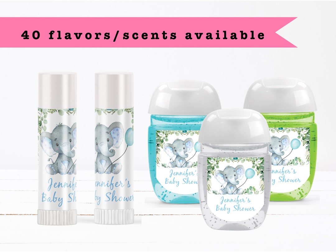 Boy Blue Gray Elephant With Balloon Foliage Greenery Watercolor Lip ...