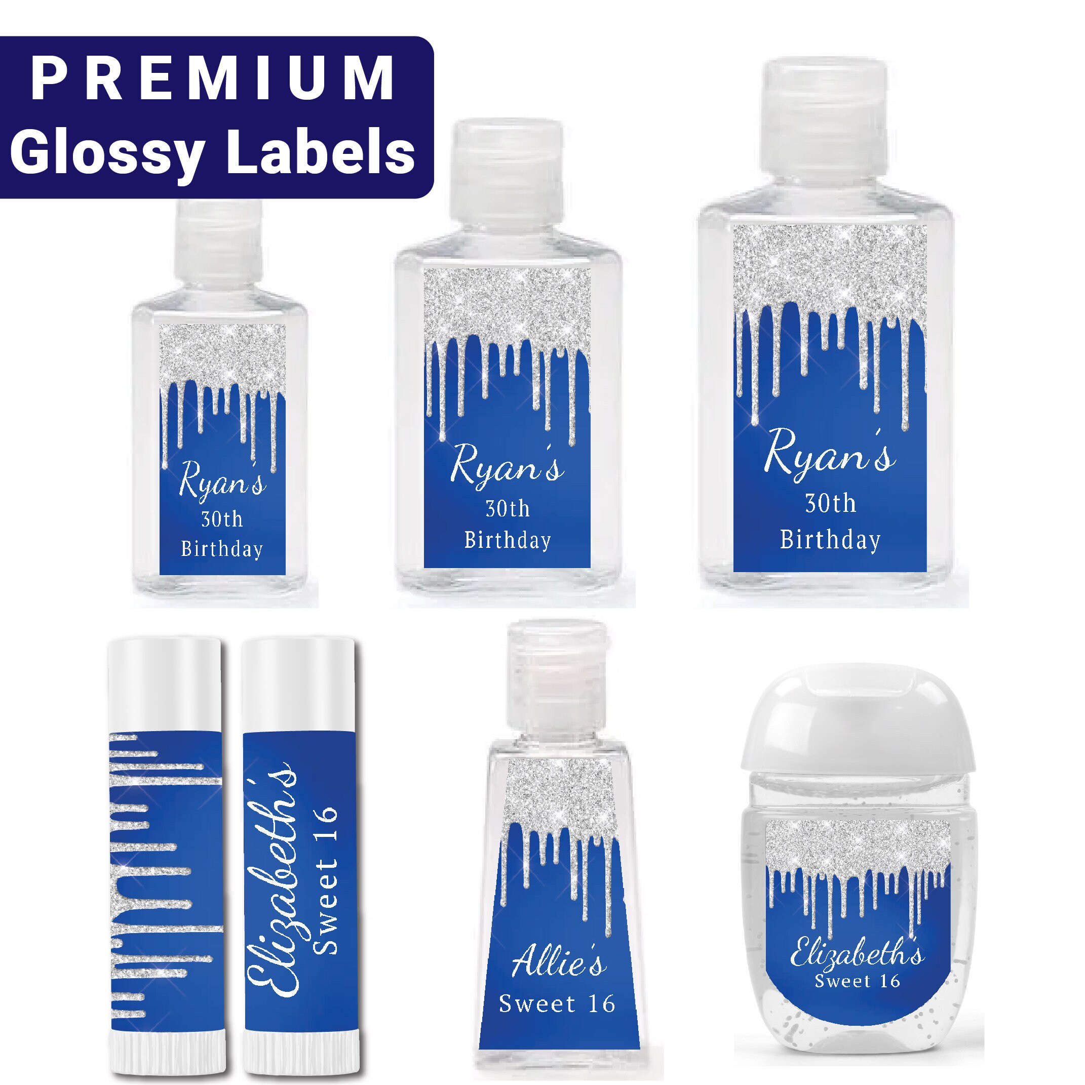 Royal Blue Silver Dripping Glitter Metallic Sparkle Luxury | Etsy