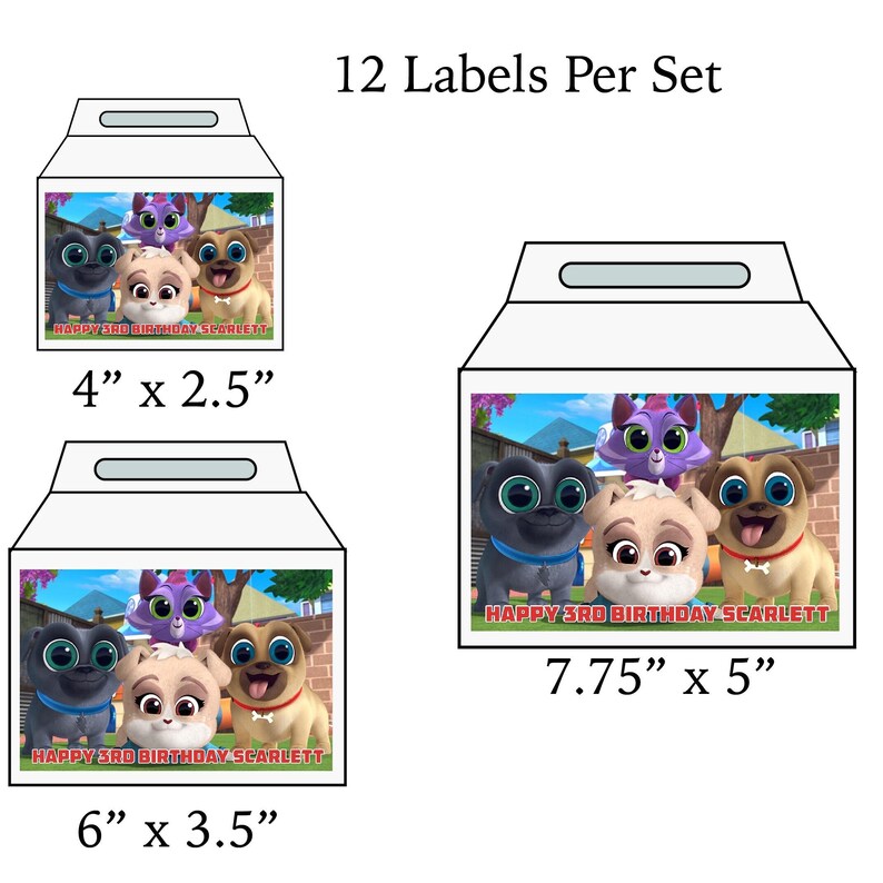 Puppy Dog Pals - PRINTED GLOSSY LABELS - for Party Favor Bags, Gable ...