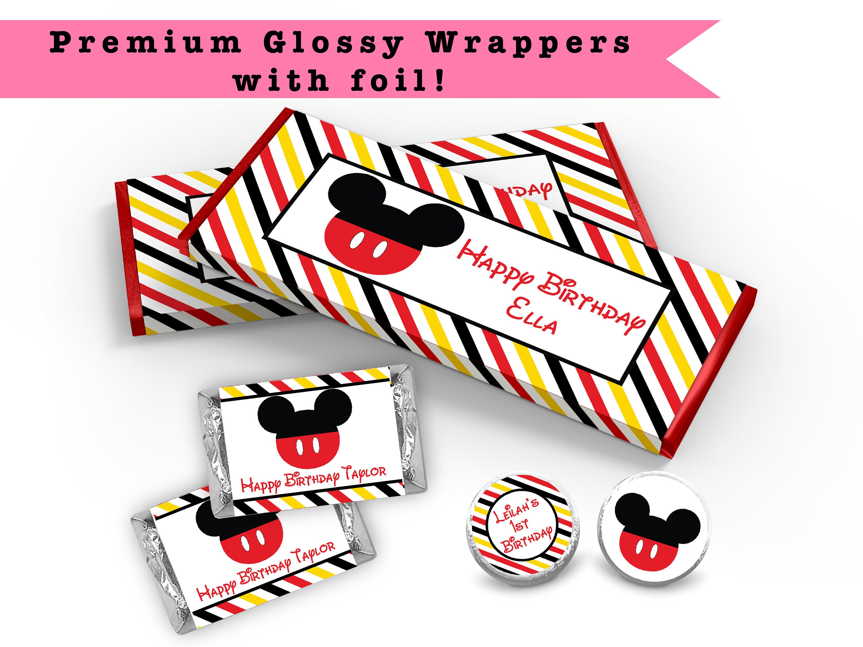 Mickey Mouse Inspired Mouse Head PRINTED CANDY BAR Wrappers - Etsy