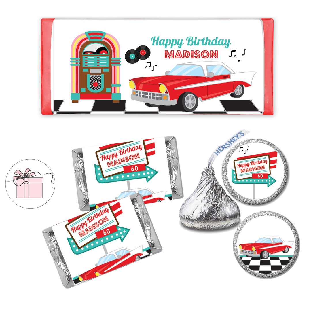 1950's Diner Retro Sock Hop Jukebox 50's Fifties - PRINTED Candy Bar ...