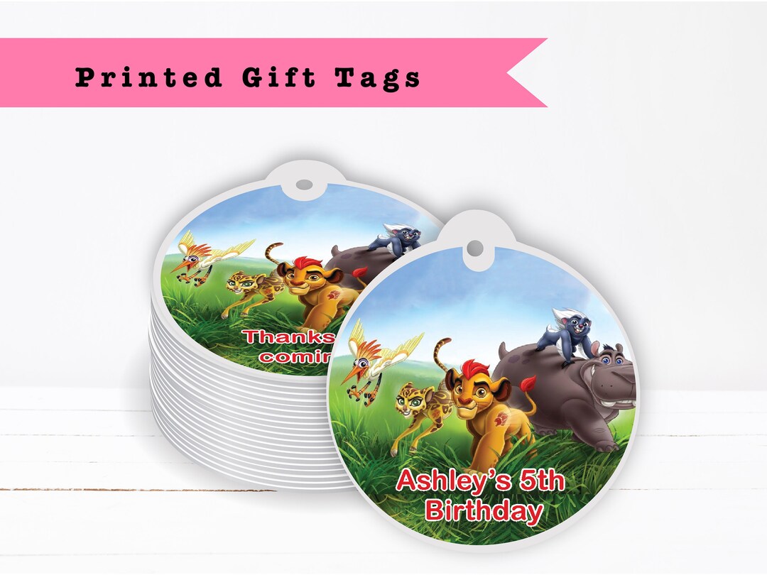 Lion Guard - PRINTED GIFT TAGS - Thank You Card for Party Favor Bags or ...