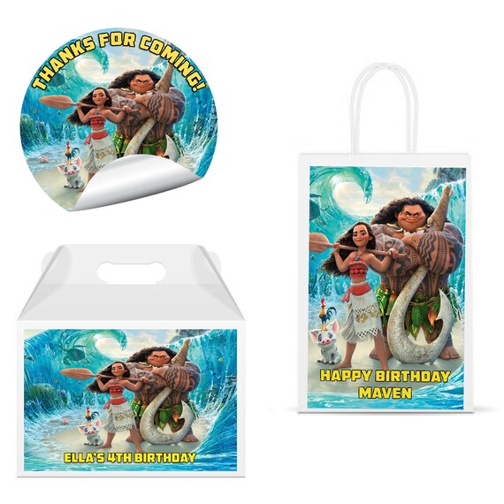 Moana PRINTED GLOSSY LABELS for Party Favor Bags Gable - Etsy