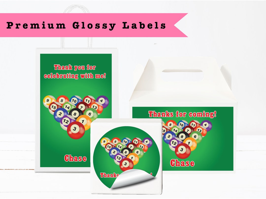 Green Pool Table Billiards Snooker Balls PRINTED GLOSSY LABELS for ...