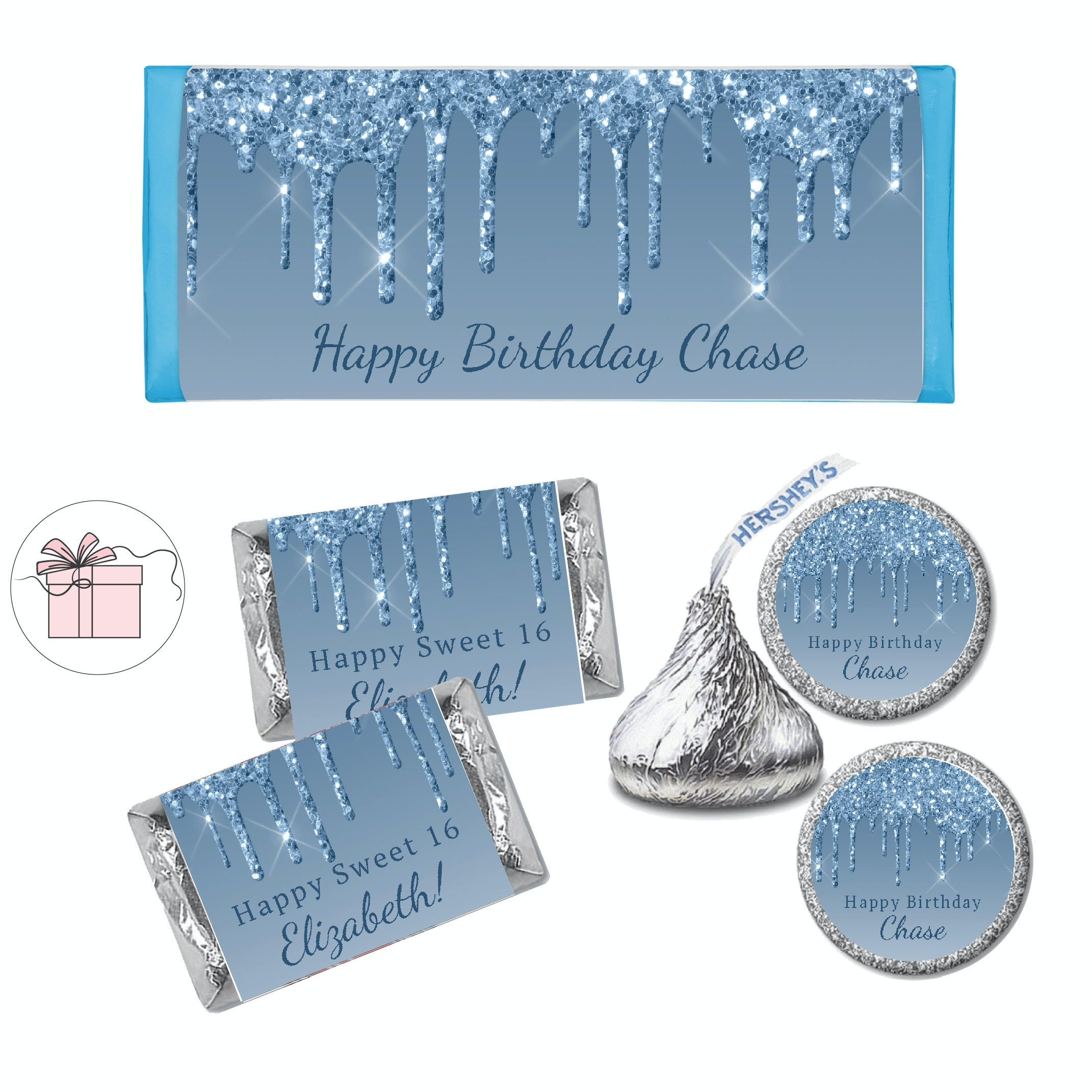 Pastel Light Blue Dripping Glitter Metallic Sparkle Luxury Any - Etsy