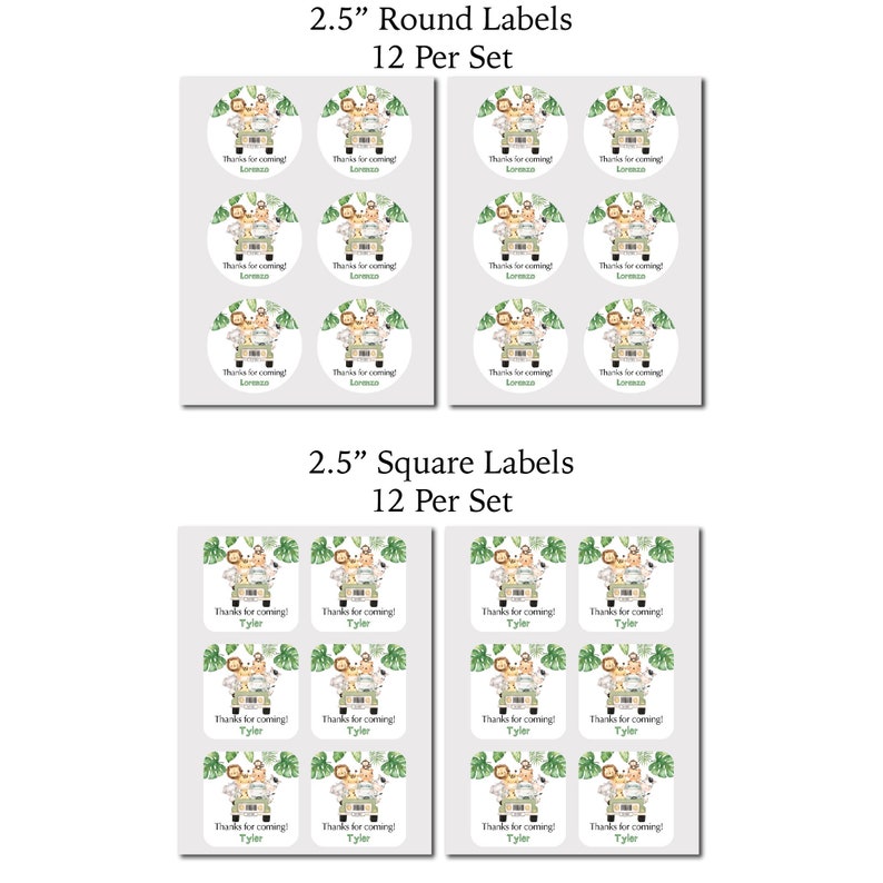 Wild Safari Animals Jeep in Jungle PRINTED GLOSSY LABELS - Etsy