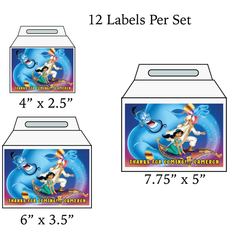 Aladdin Princess Jasmine PRINTED GLOSSY LABELS for Party - Etsy