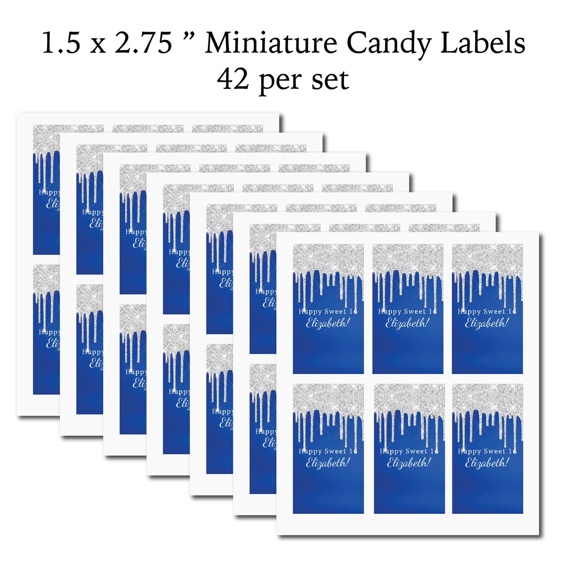 Royal Blue Silver Dripping Glitter Metallic Sparkle Luxury - Etsy