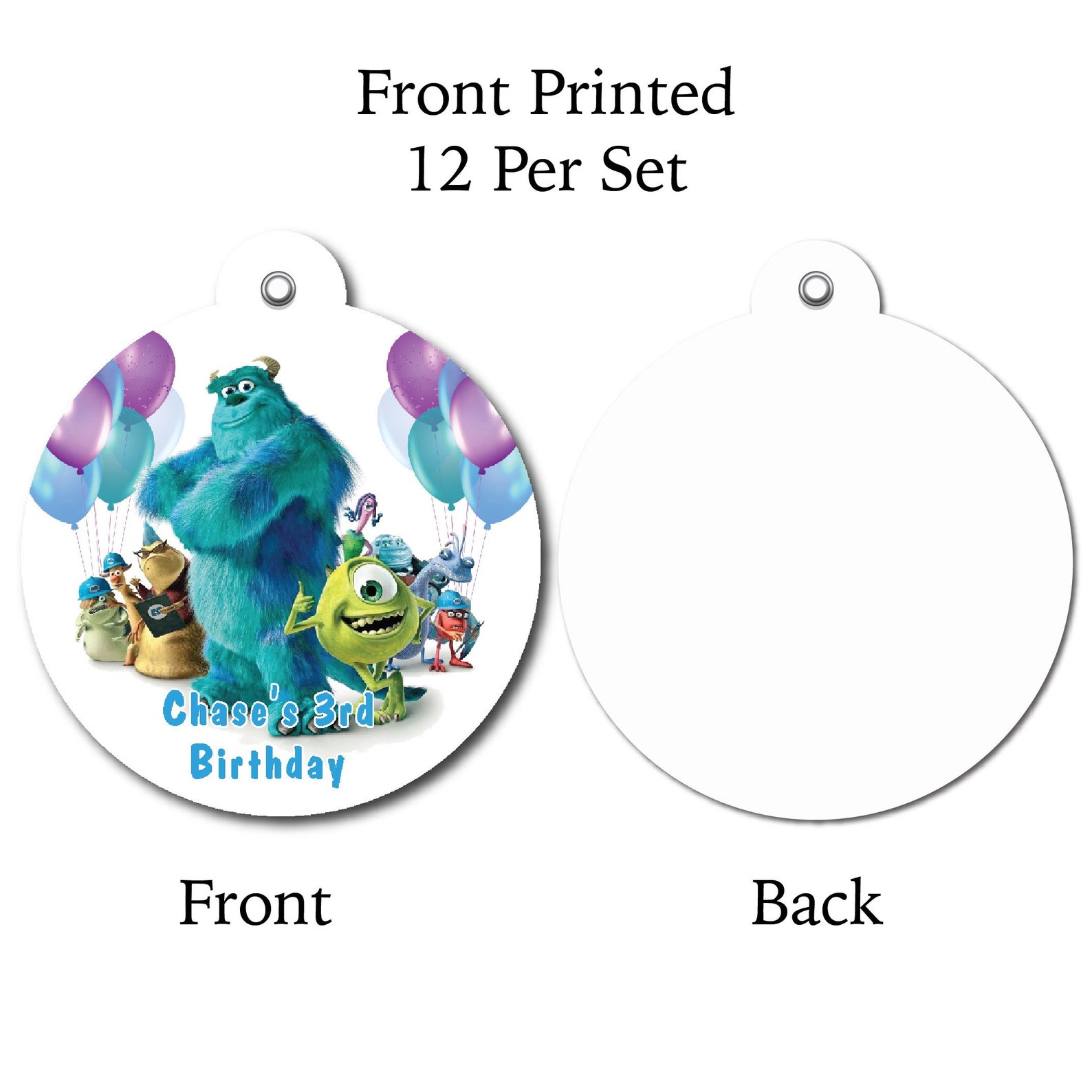 Monsters Inc PRINTED GIFT TAGS Thank You Card for Party | Etsy