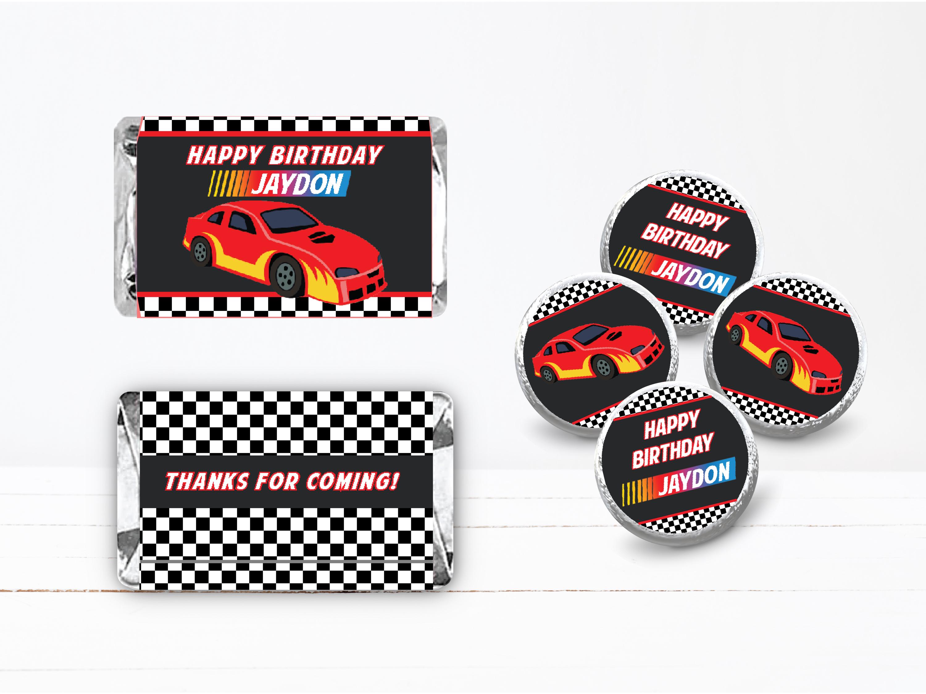 Race Car Nascar Inspired - PRINTED CANDY WRAPPERS Chocolate Kiss ...