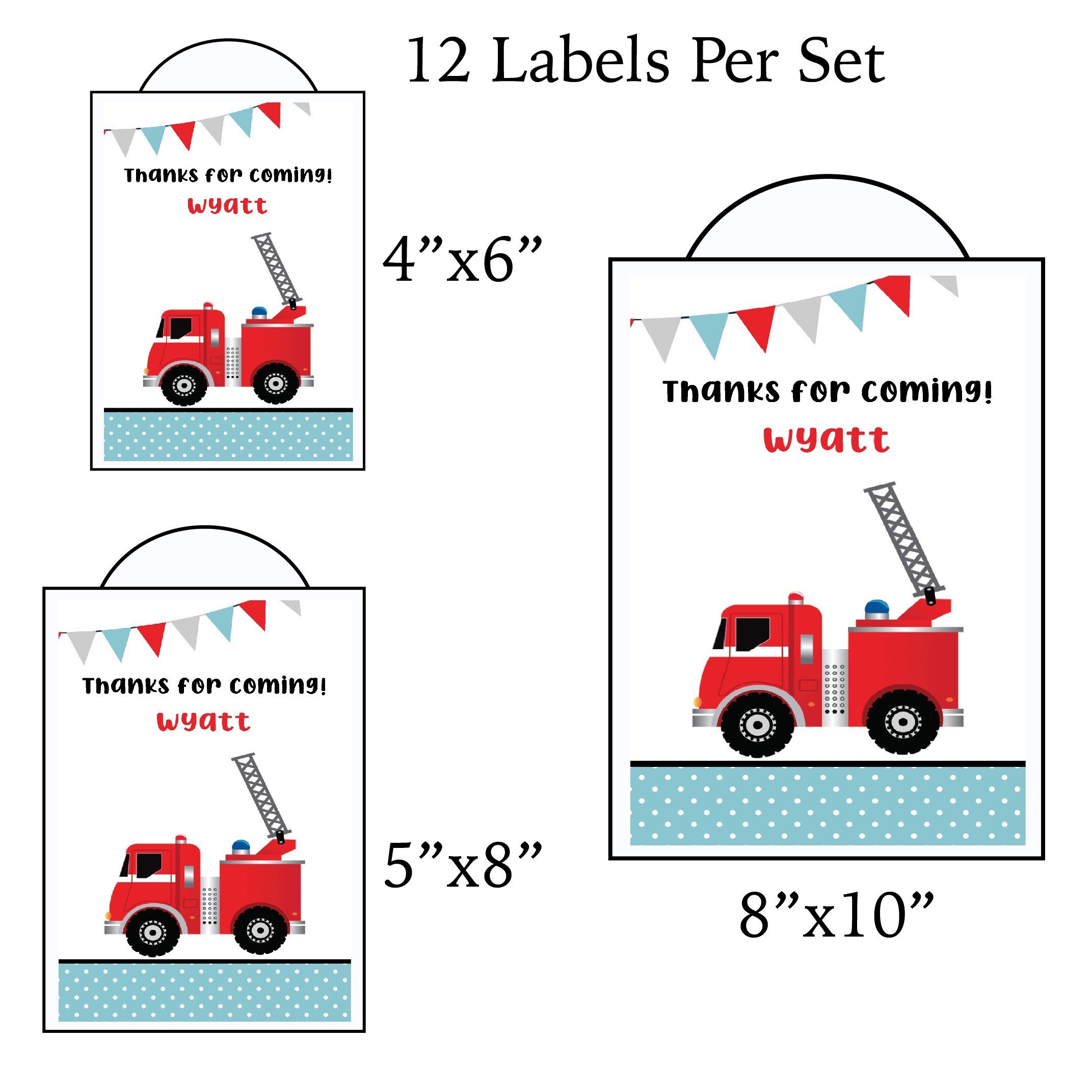 Firetruck Fire Truck Sound the Alarm PRINTED GLOSSY LABELS | Etsy
