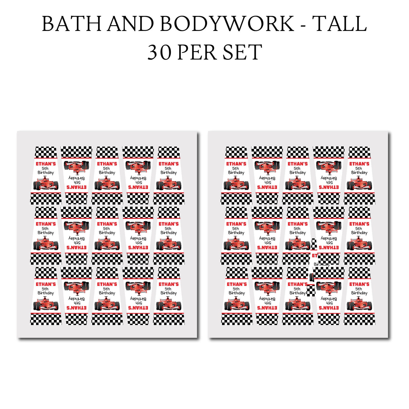 Red Race Car Checkered Flag Two Fast Racing PRINTED GLOSSY - Etsy