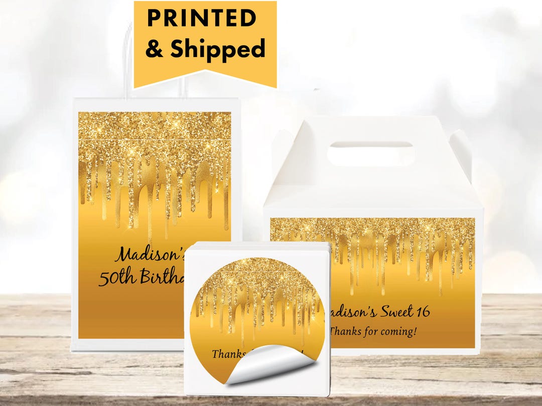 Gold Dripping Glitter Metallic Sparkle Luxury Any Age or Occasion ...