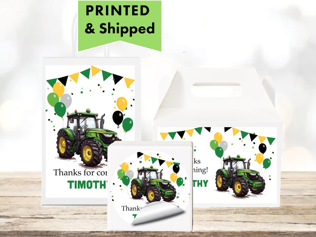 Green Yellow Tractor Farm Party Decorations Watercolor Country Rustic ...