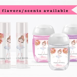 Pink Floral Gold Glitter Ballerina Ballet Tutu Birthday Cute Lip Balms ...