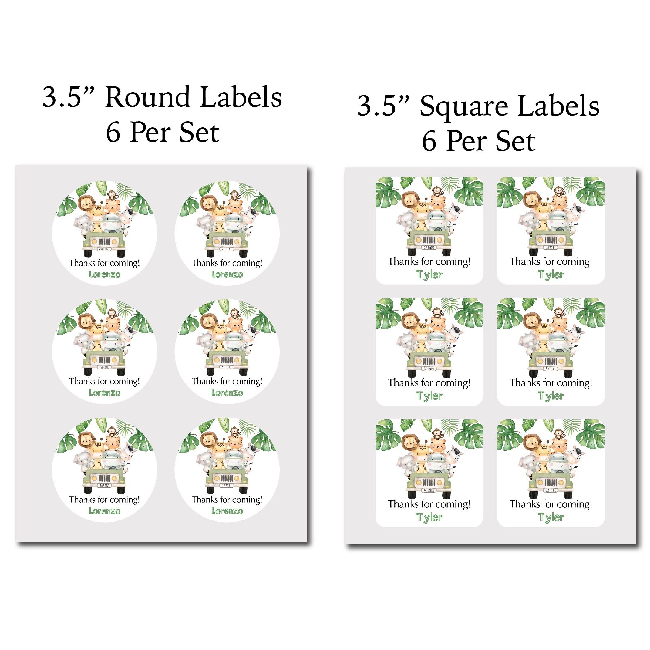 Wild Safari Animals Jeep in Jungle PRINTED GLOSSY LABELS - Etsy