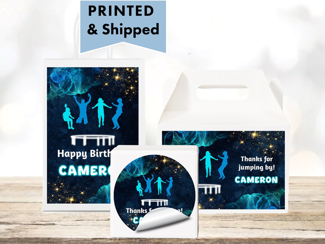 Trampoline Park Birthday Jump Party Glow in Dark Galaxy Gold Glitter ...