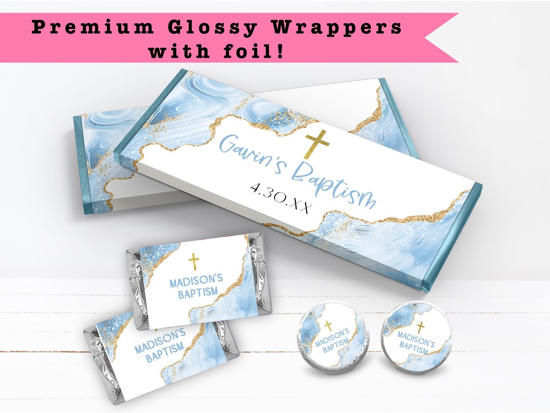 Modern Christening Boy Baptism Watercolor Agate Geode Cross PRINTED ...