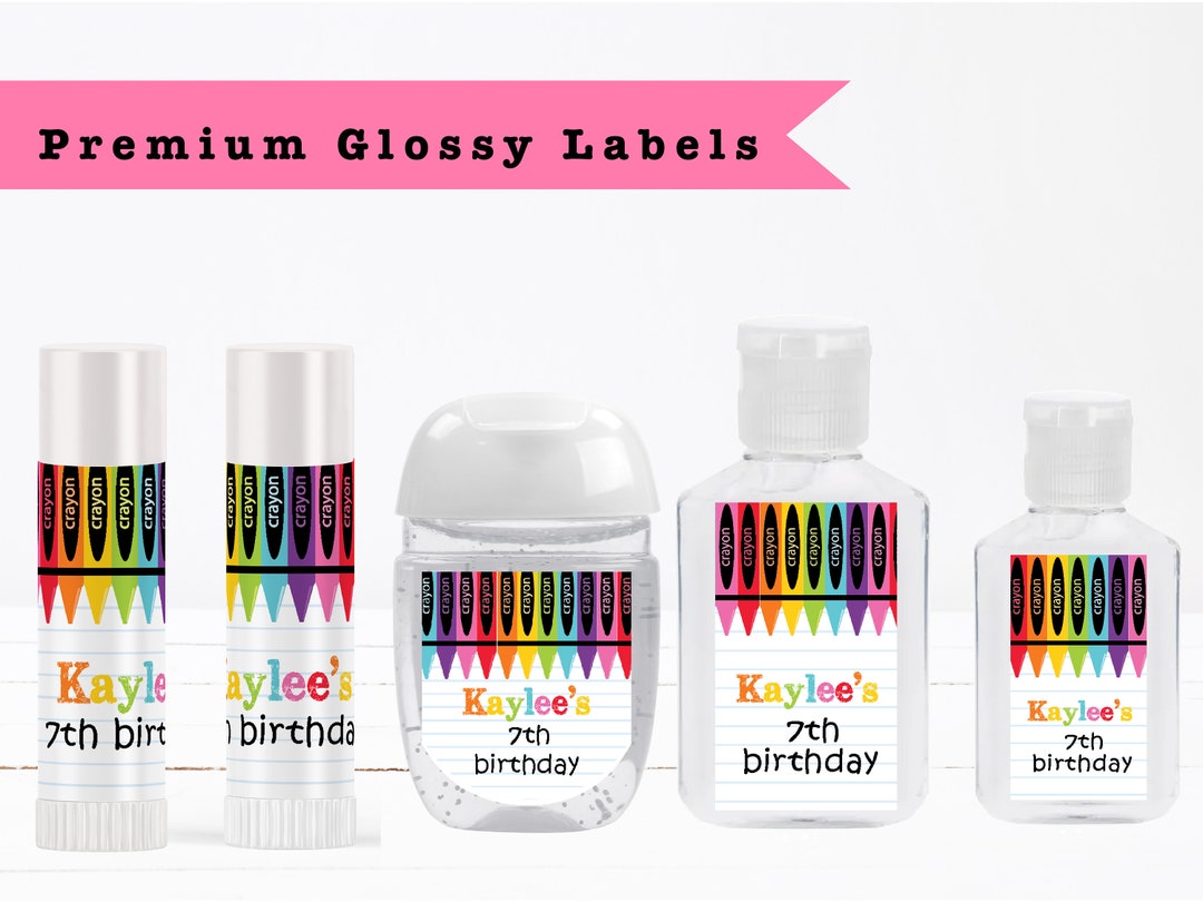 Coloring Crayon Art Colorful Rainbow - PRINTED GLOSSY LABELS - for Lip ...