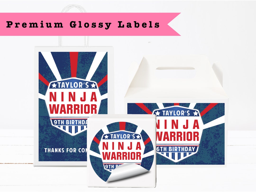Ninja Warrior Inspired PRINTED GLOSSY LABELS for Party - Etsy