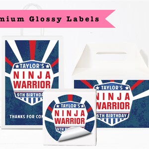 Ninja Warrior Inspired PRINTED GLOSSY LABELS for Party - Etsy
