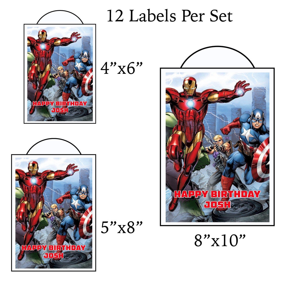 Avengers PRINTED GLOSSY LABELS for Party Favor Bags Gable - Etsy