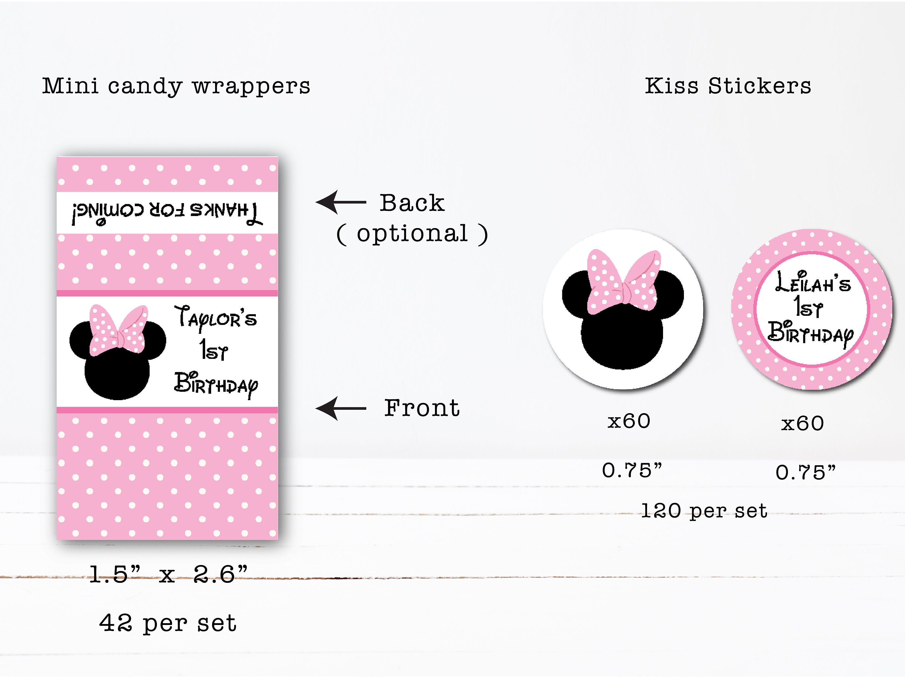 Mouse Head Minnie Inspired Pink & Black PRINTED CANDY BAR - Etsy