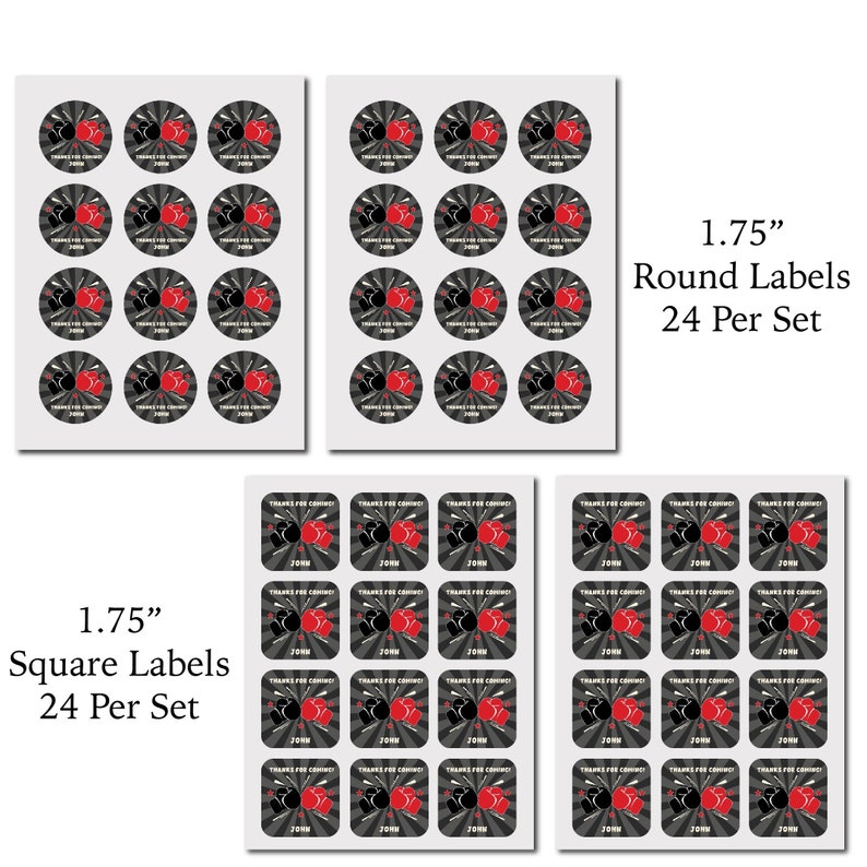 Boxing Themed Boxing Gloves PRINTED GLOSSY LABELS for - Etsy