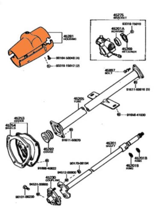 Toyota Land Cruiser FJ40 / BJ40 STEERING COLUMN 45286-60909 / ...