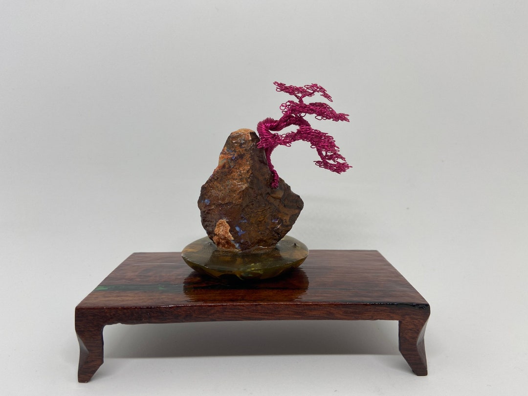 Little Pink Wire Cascade Bonsai on a Lovely Piece of Boulder Opal With ...