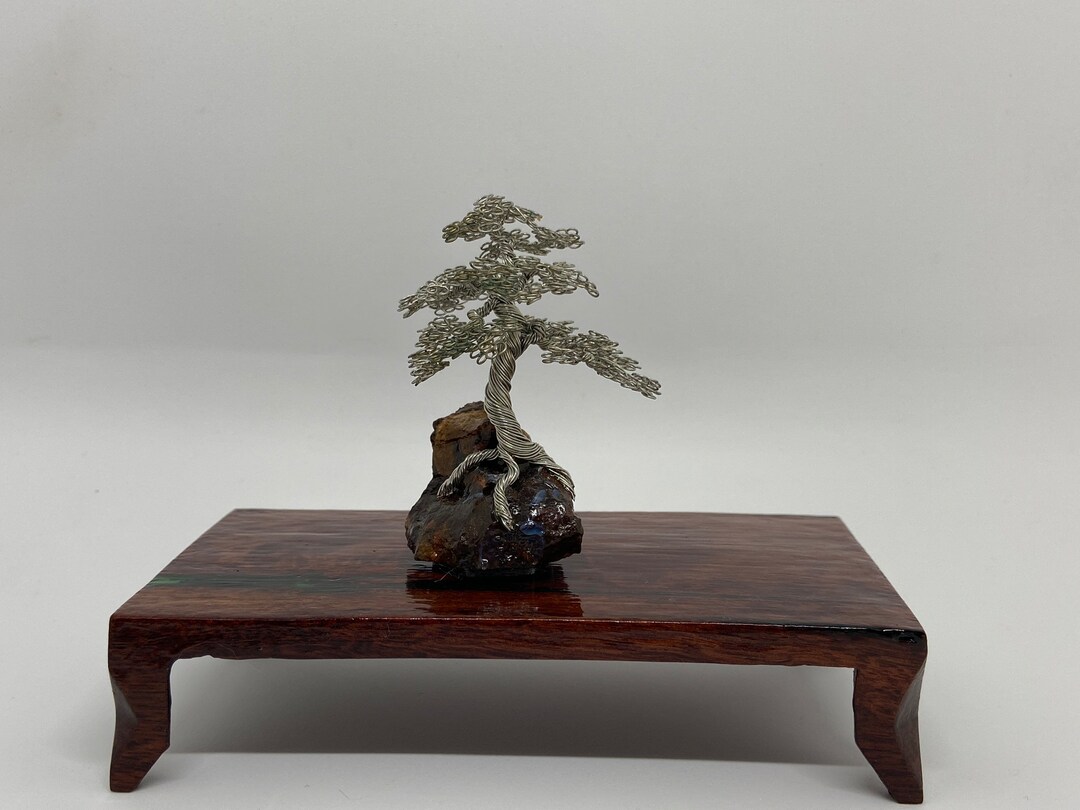 Silver Informal Upright Wire Bonsai on a Lovely Little Boulder Opal ...