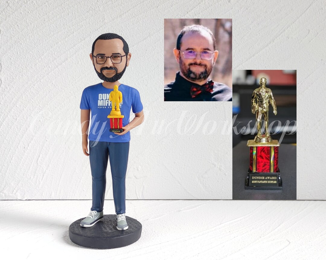 Man Wiith Trophy Bobble Head Custom, Personalized Encouraging Gift for ...