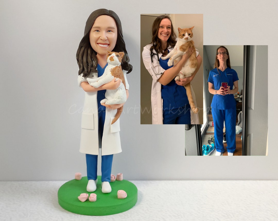 Custom Bobblehead With Pet, Custom Vet Figurine, Veterinarian ...