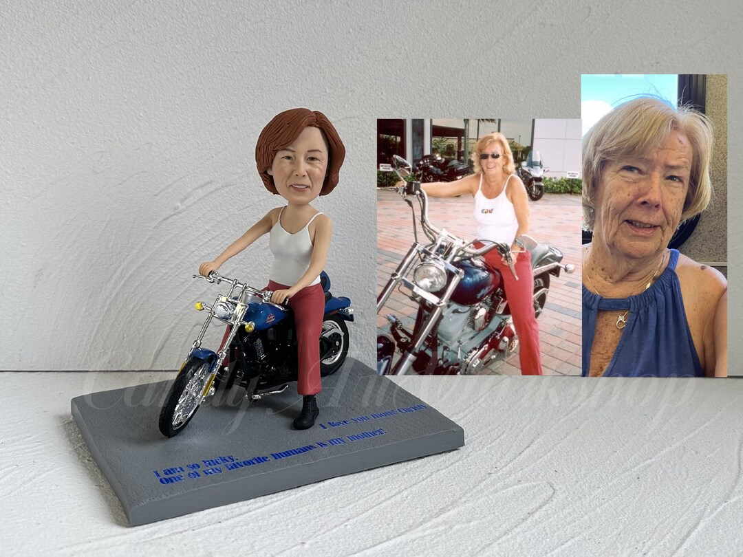Mom on Motorcycle Bobblehead Custom, Custom Mama Bobblehead From Old ...