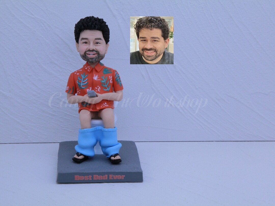Man on Toilet Bobblehead Custom, Funny Trick Hoax Gift for Husband ...
