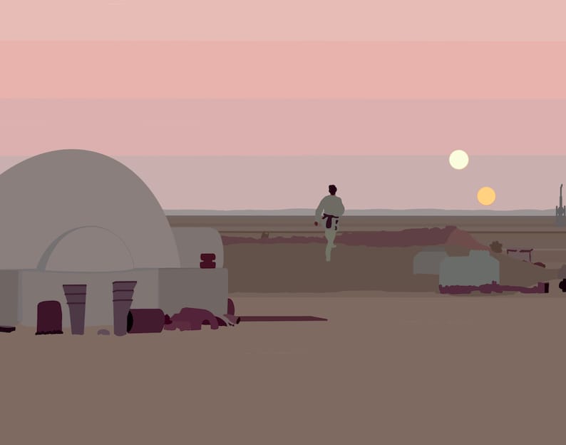 Twin Suns Luke Skywalker A New Hope Star Wars Minimalist - Etsy