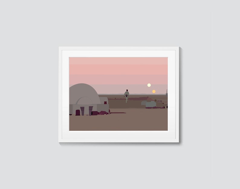 Twin Suns Luke Skywalker A New Hope Star Wars Minimalist - Etsy