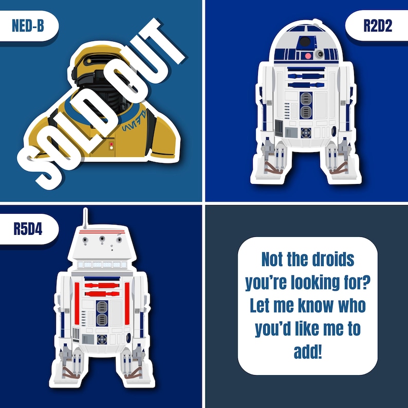 Star Wars Droid Vinyl Stickers | R2D2 | C3P0 | Chopper | BD-1 | B2-EMO ...