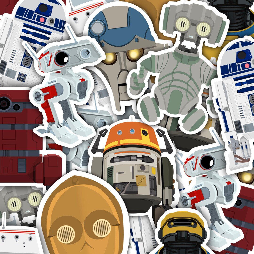 Star Wars Droid Vinyl Stickers R2D2 C3P0 Chopper BD-1 B2-EMO Star Wars ...