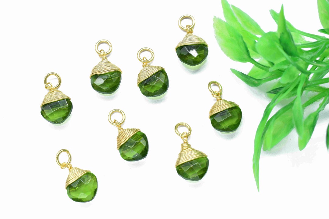 Peridot Square Wire Wrapped Connector,Edelstein Anhänger,Single Loop ...
