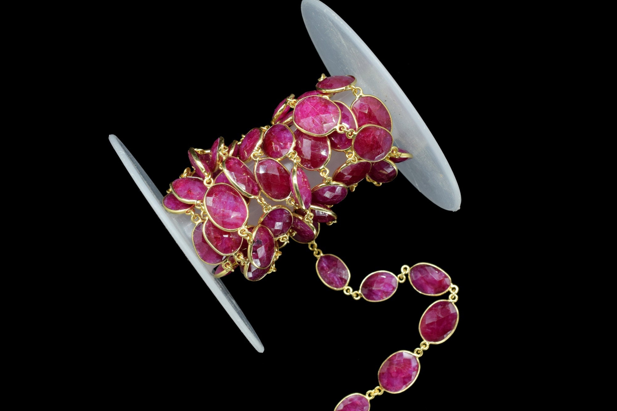 Ruby Connector Link Chain-ruby Bezel Chain Ruby Free Shape - Etsy