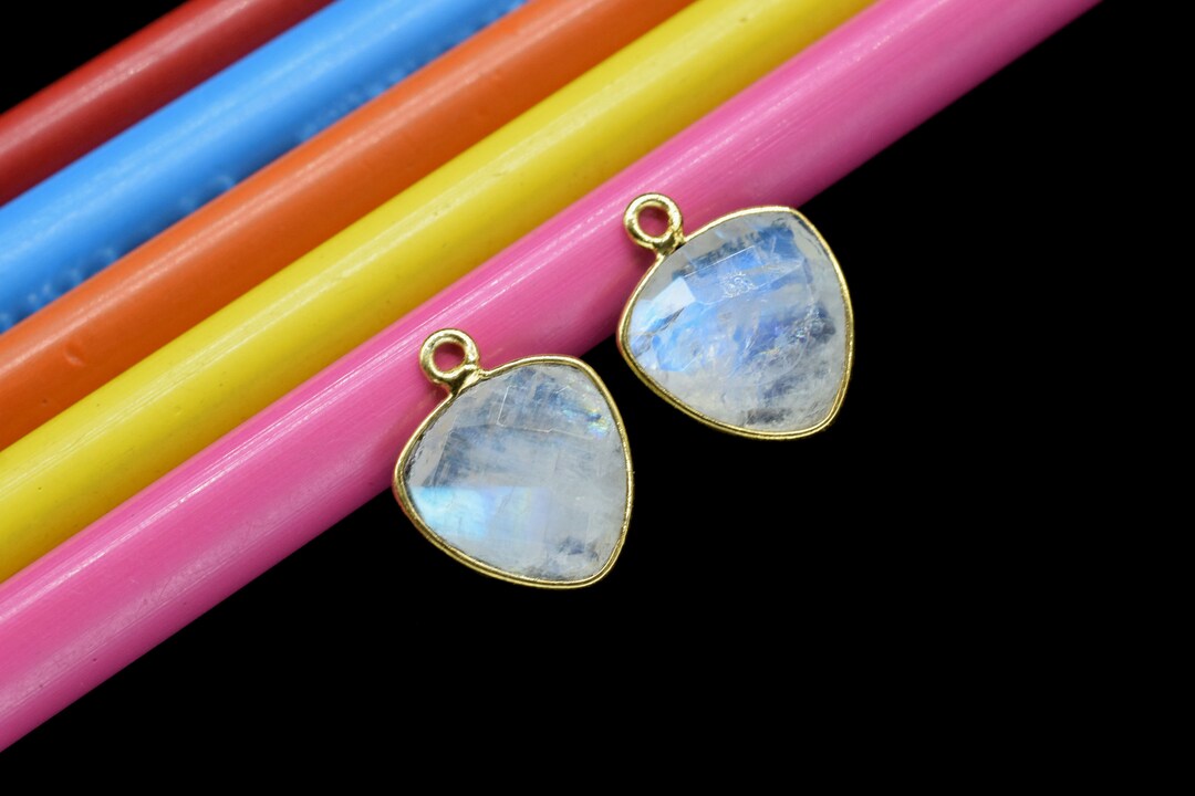 Moonstone 12mm Triangle Shape Pendant,moonstone Gold Plated Bezel ...