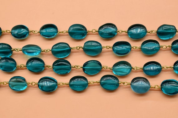 Natural Neon Blue Apatite Beaded Rosary Gold Plated | Etsy