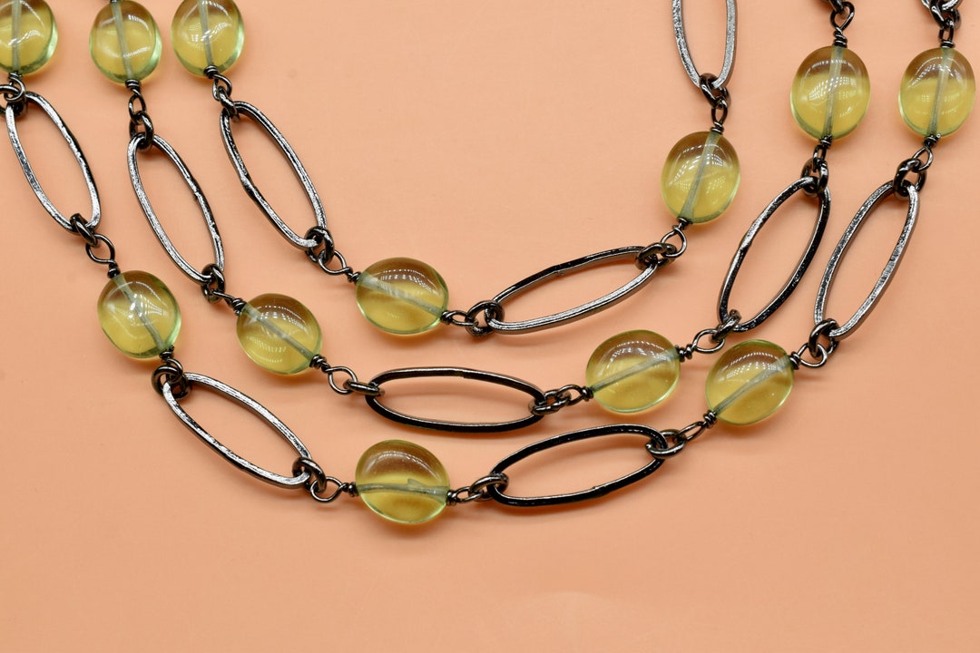 Natural Peridot Connector Chain, Smooth Bezel Connector Link Chain ...