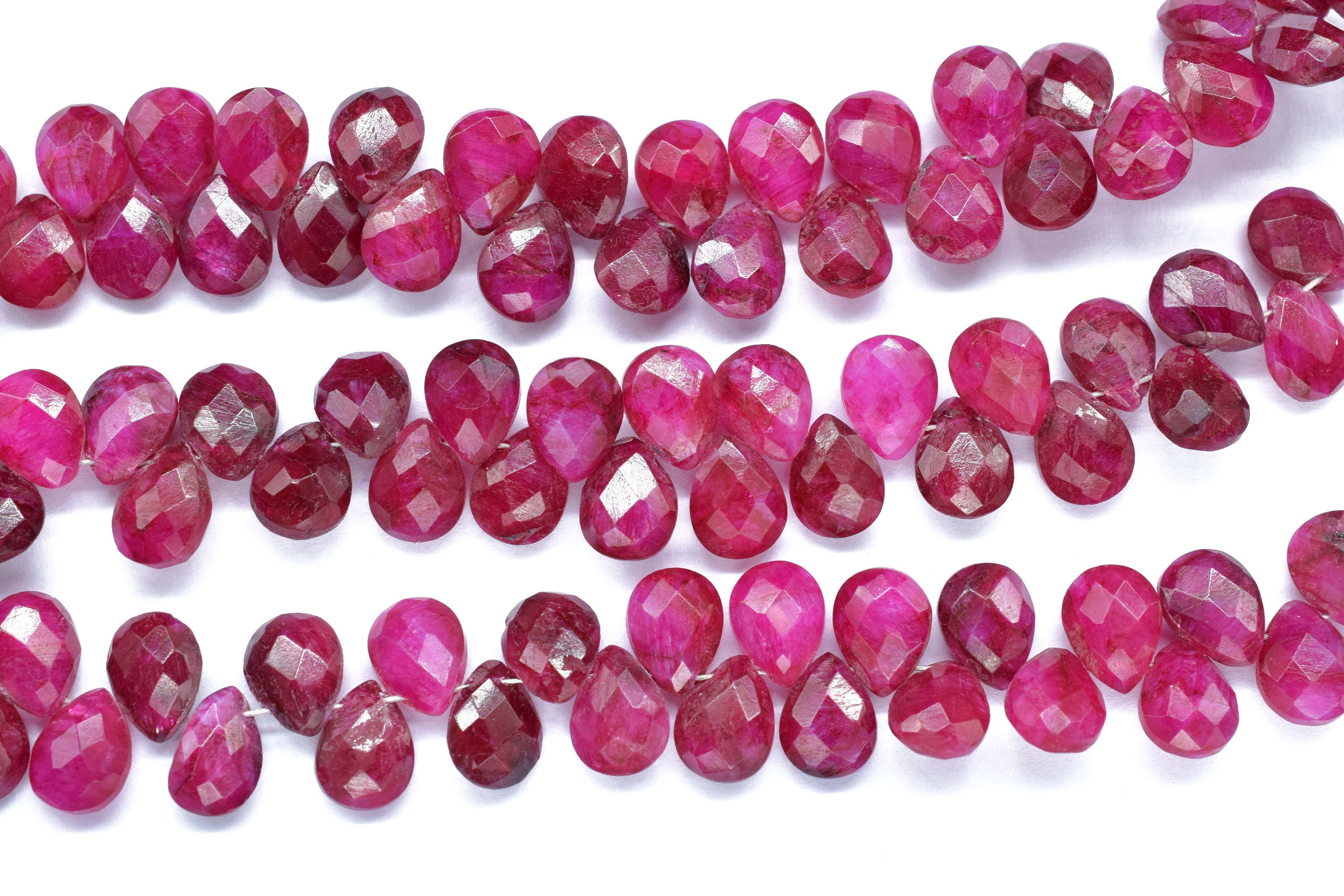 Ruby Faceted Pear Shape Briolettes Strand 6x8mm Teardrop Ruby - Etsy