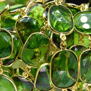 Peridot Gold Plating Bezel Link Chain,gold Plated Gemstone Chain ...